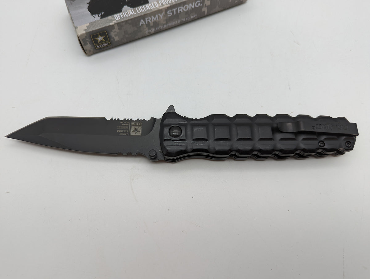 Licensed US Army Folding Pocket Knife - Black - Spring Assisted - BK ...